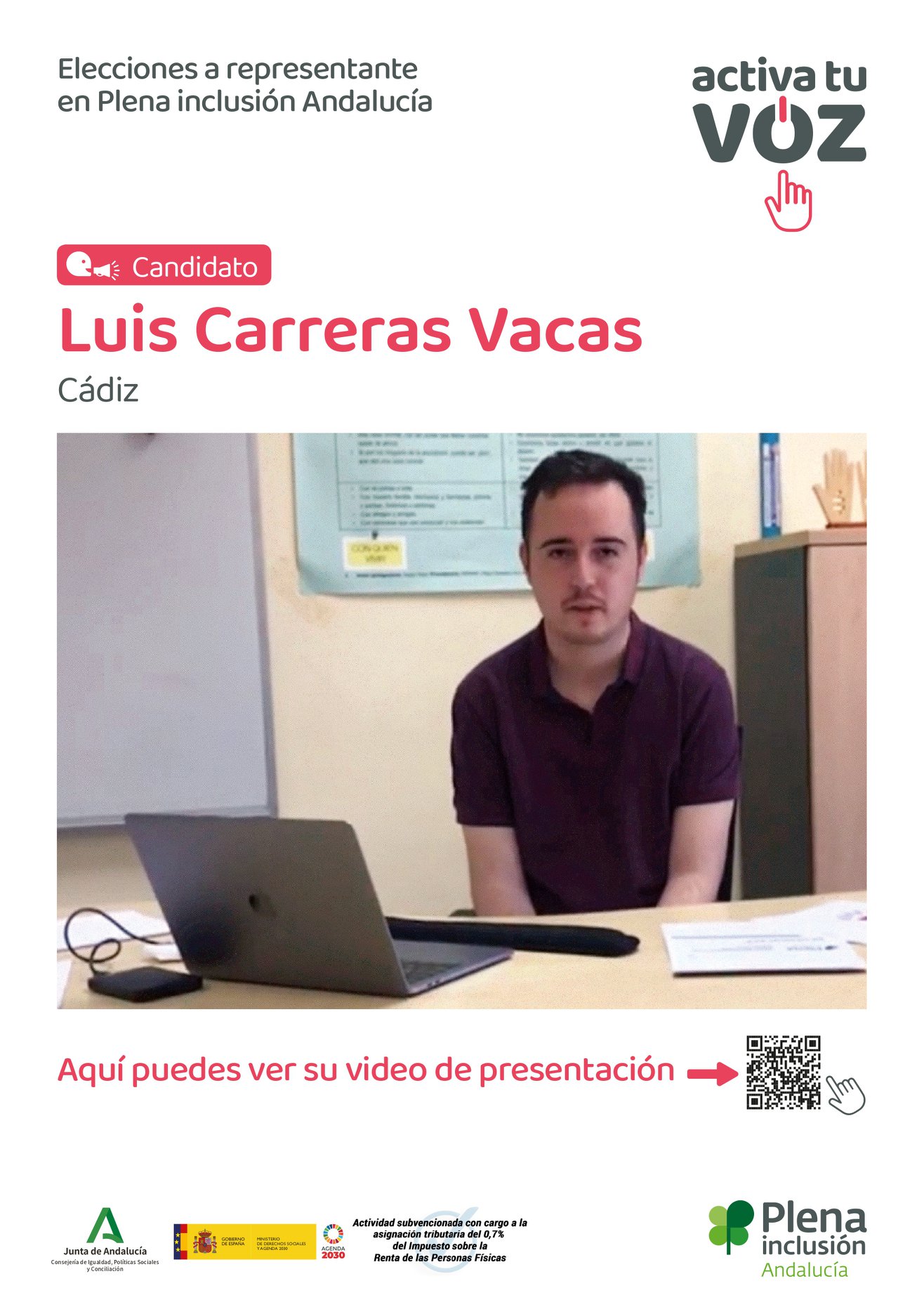 Cartel de la candidatura de Luis Carreras - Asociación Autismo Cádiz
